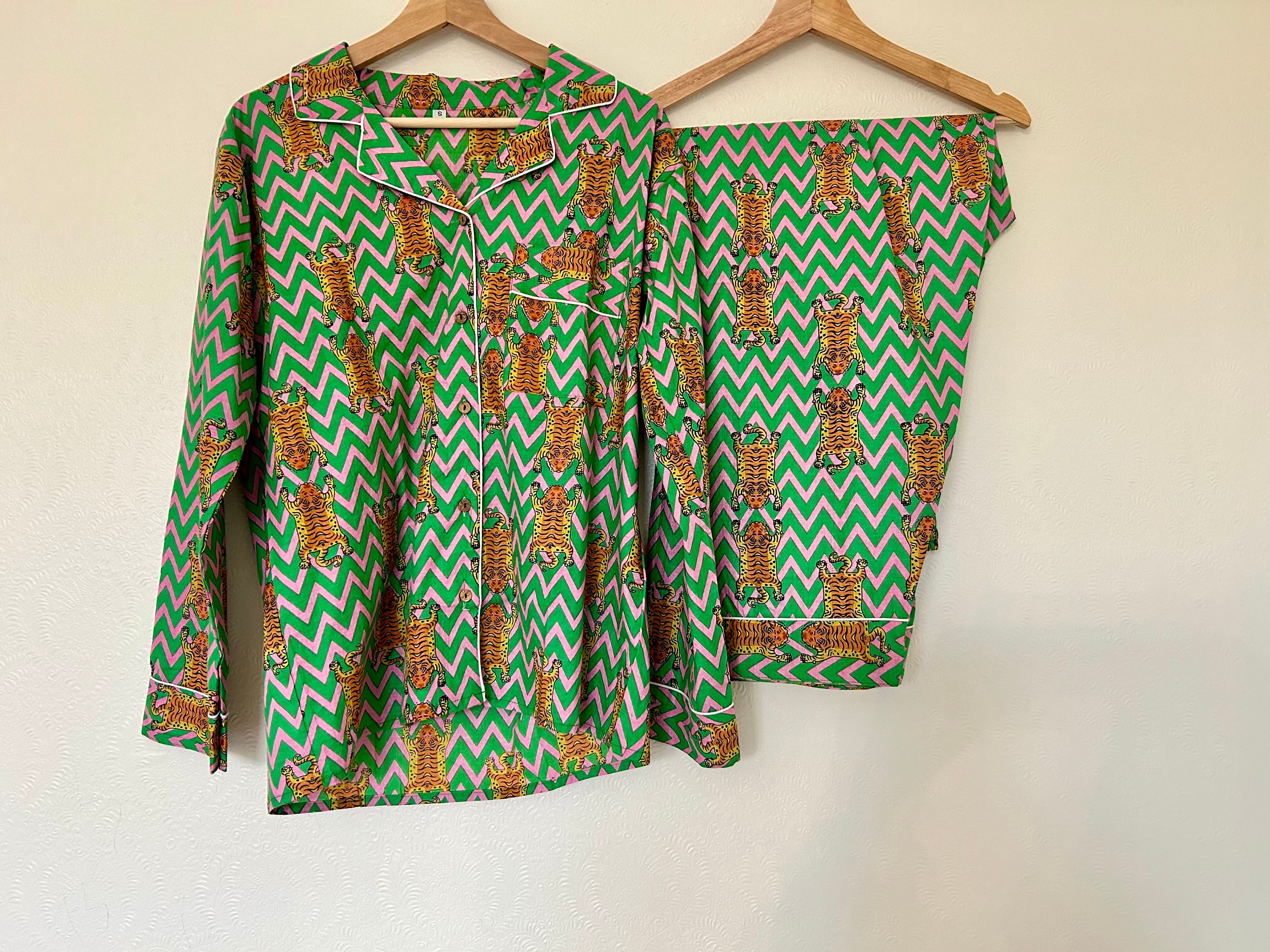 Womens Pure Cotton Pyjamas, 100% Indian Cotton Pjs, Bright Colourful ...