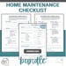 Home Maintenance Checklist Printable Fillable PDF for New Homeowners ...