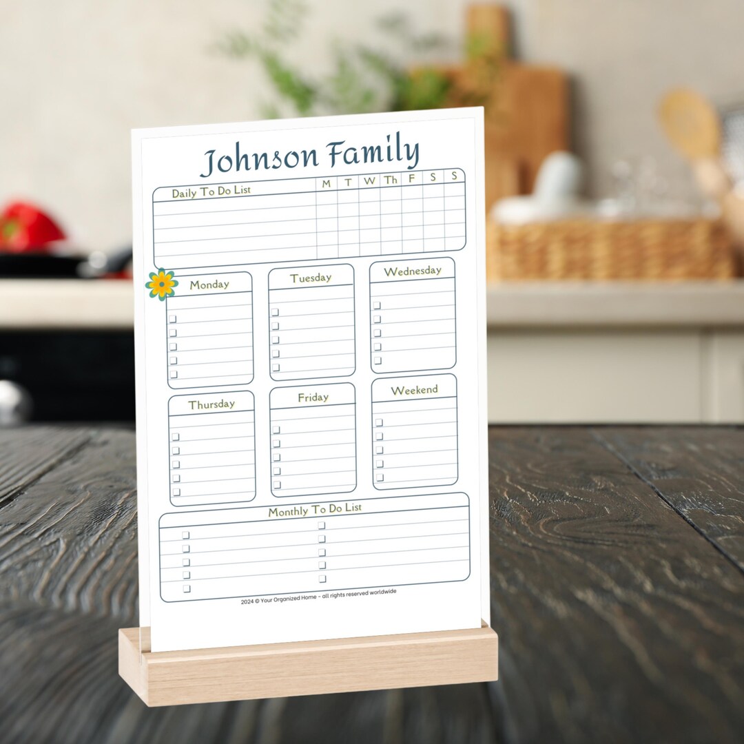 Personalize Family Countertop Command Center Work From Home Weekly ...
