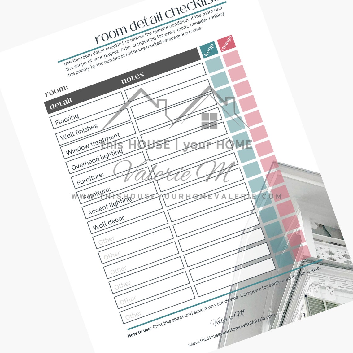 Room Audit Worksheet Room Design Tool Printable Download Renovation ...
