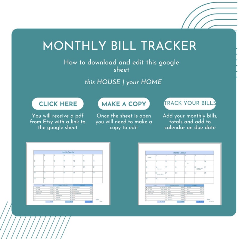 Google Sheets Budget | Monthly Bill Tracker | Bill Payment Tracker ...