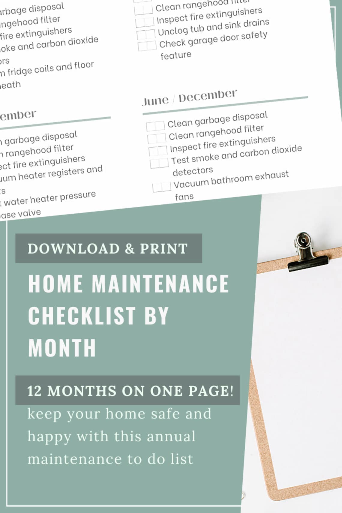 Annual Home Maintenance Checklist PDF Digital Download | EDITABLE ...