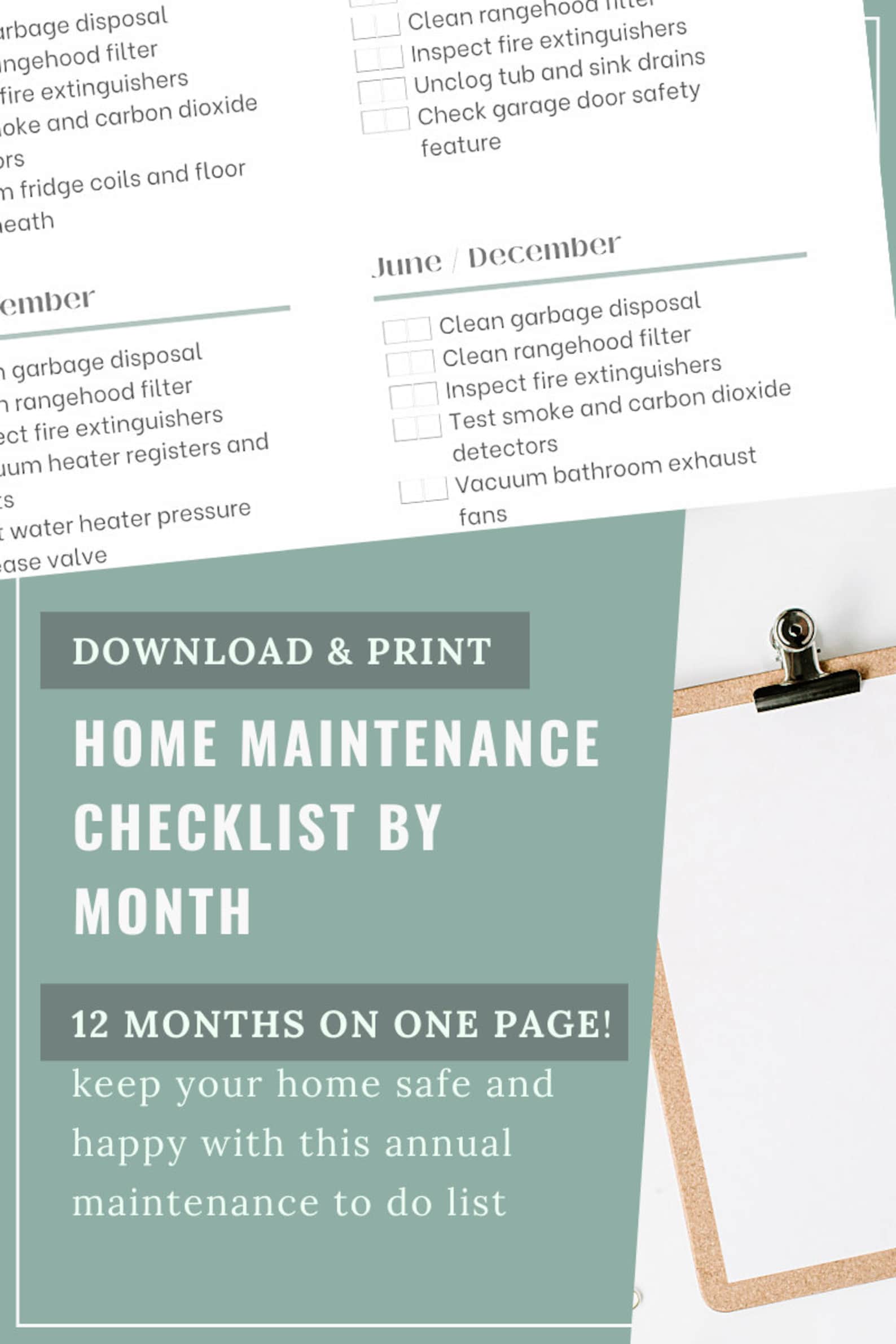 Annual Home Maintenance Checklist PDF Digital Download | EDITABLE ...