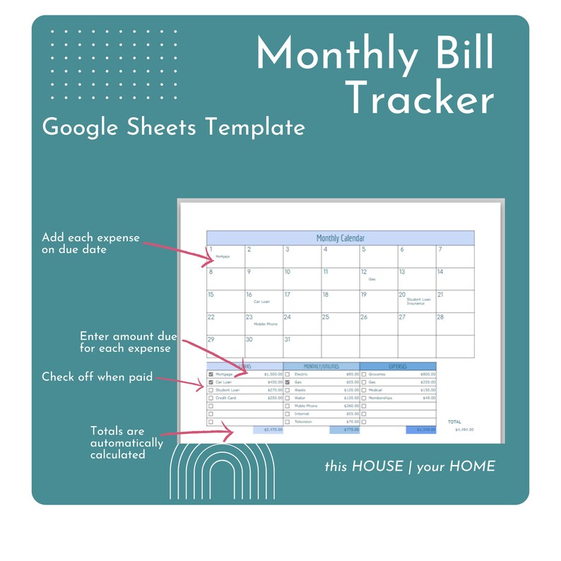 Google Sheets Budget | Monthly Bill Tracker | Bill Payment Tracker ...
