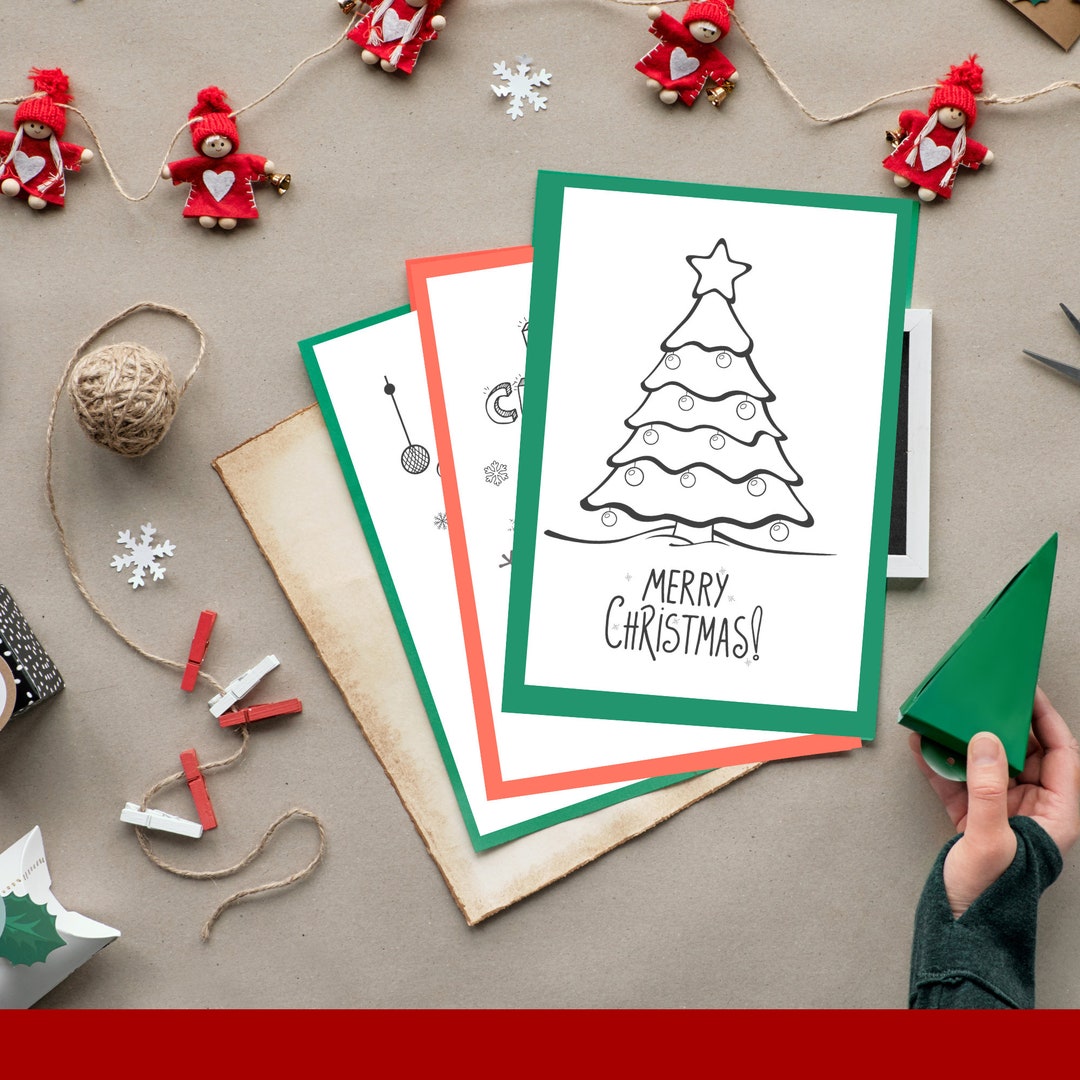 3 Christmas Card Set Christmas Card Activity Kids Coloring Christmas ...