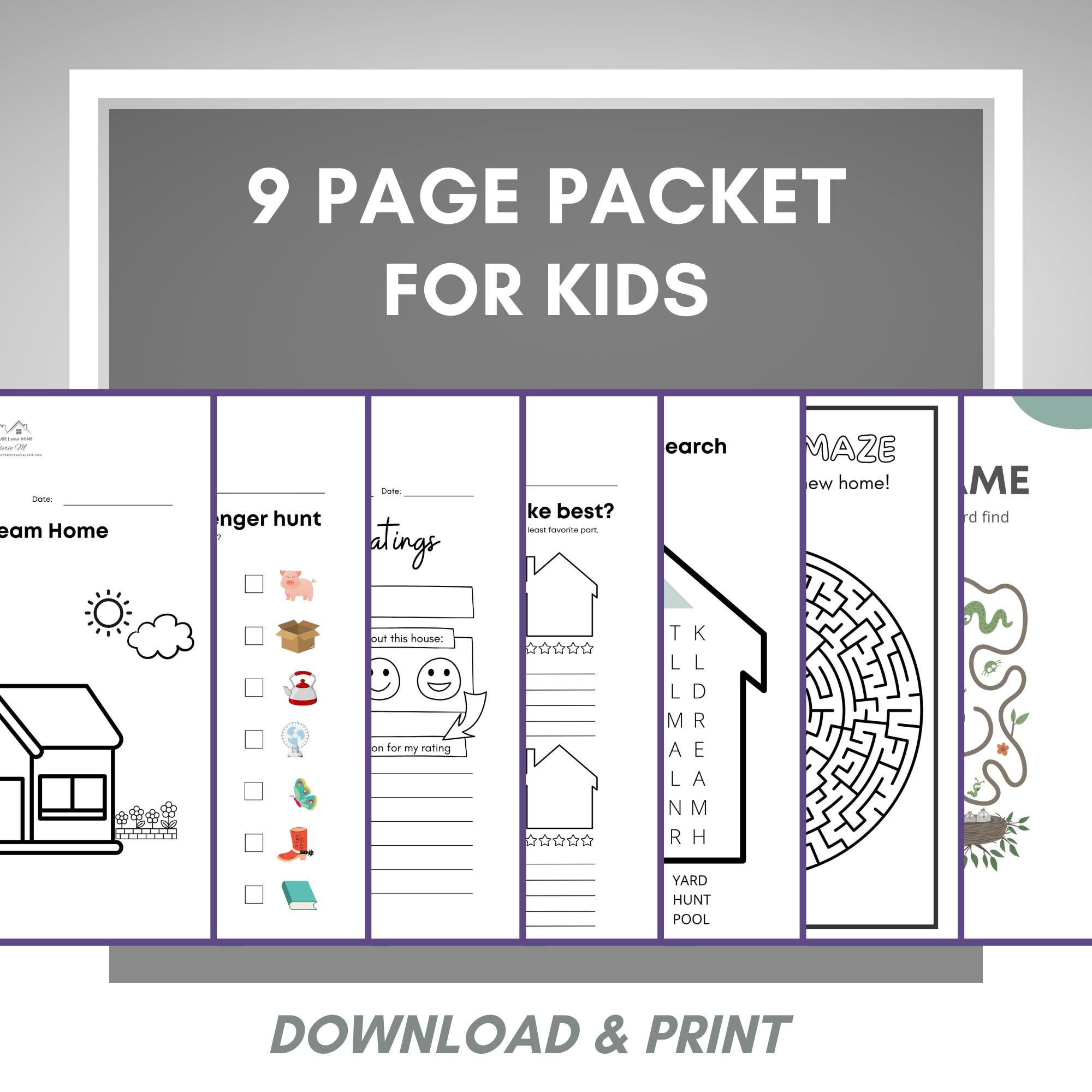 Home Buying Activity Packet FOR KIDS Real Estate Marketing | Real ...