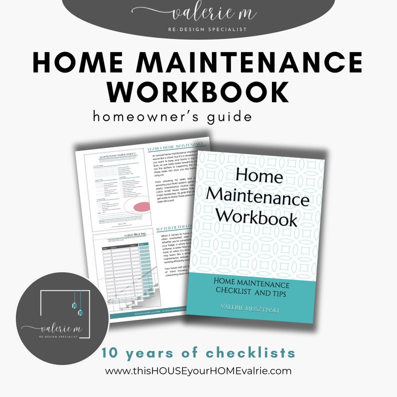 Home Maintenance Workbook | Home Maintenance Checklist | NEW HOME GIFT ...