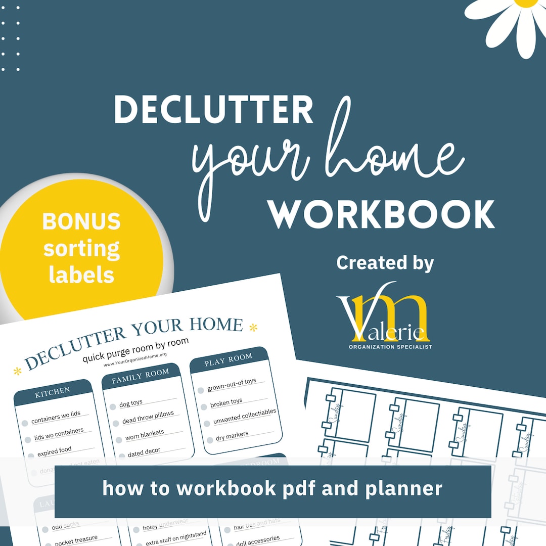 Declutter Workbook | Declutter Checklist for Your Home | Decluttering Your Home Checklist ...