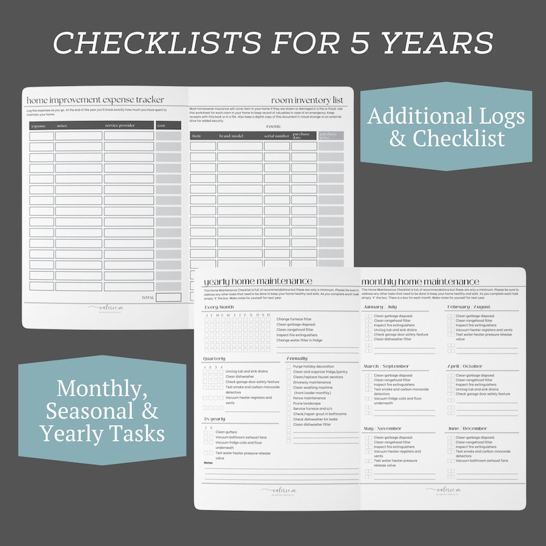 Personalized New Home Guide Book Maintenance Checklist Expense Tracker ...