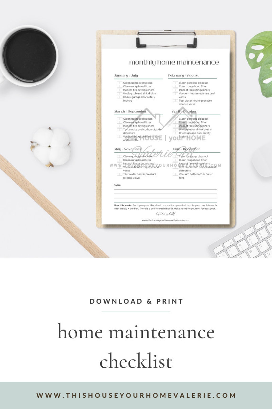 Annual Home Maintenance Checklist PDF Digital Download | EDITABLE ...
