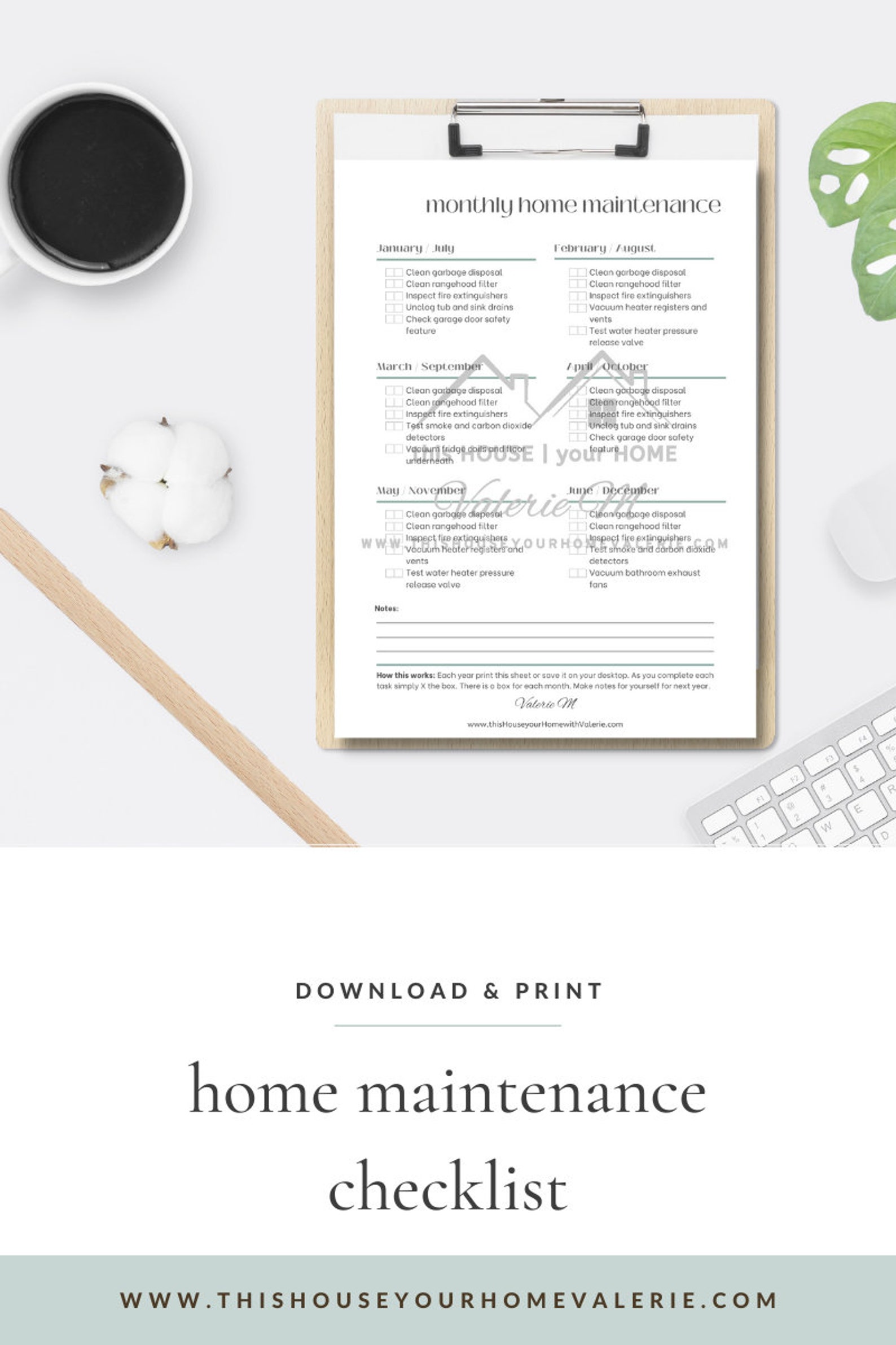 Annual Home Maintenance Checklist PDF Digital Download | EDITABLE ...