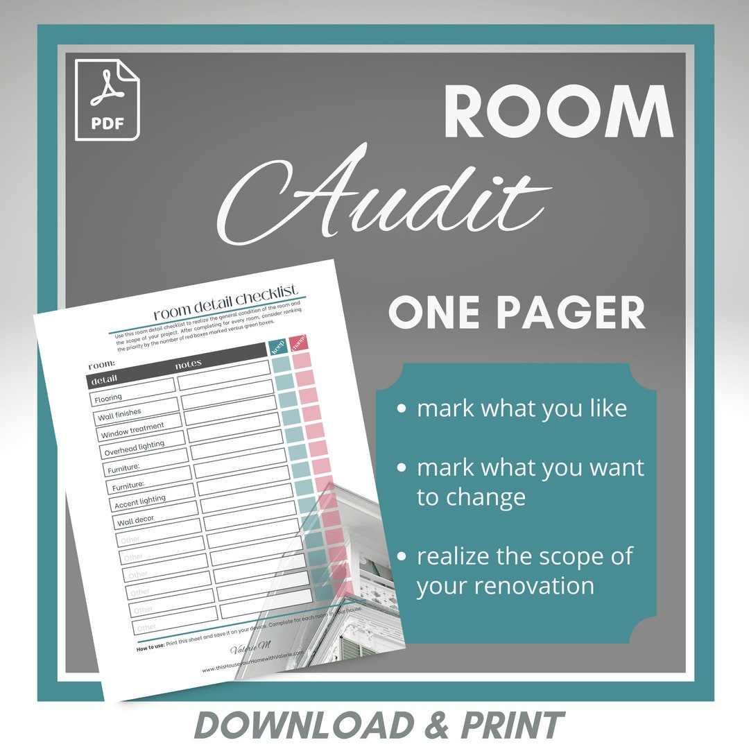 Room Audit Worksheet Room Design Tool Printable Download Renovation ...