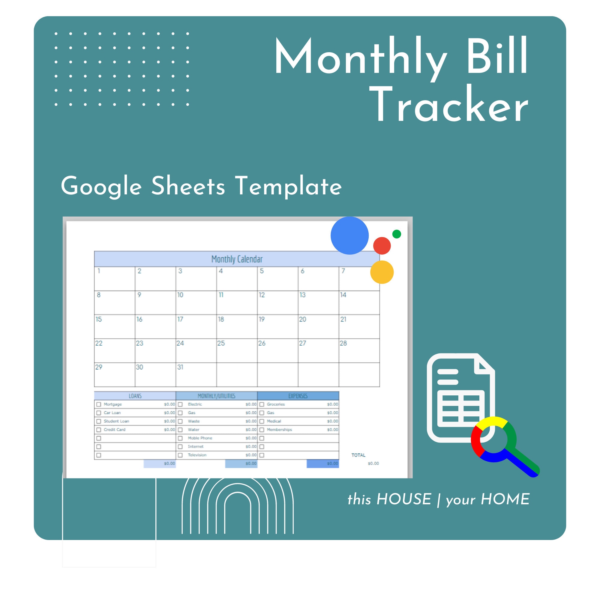 Google Sheets Budget | Monthly Bill Tracker | Bill Payment Tracker ...
