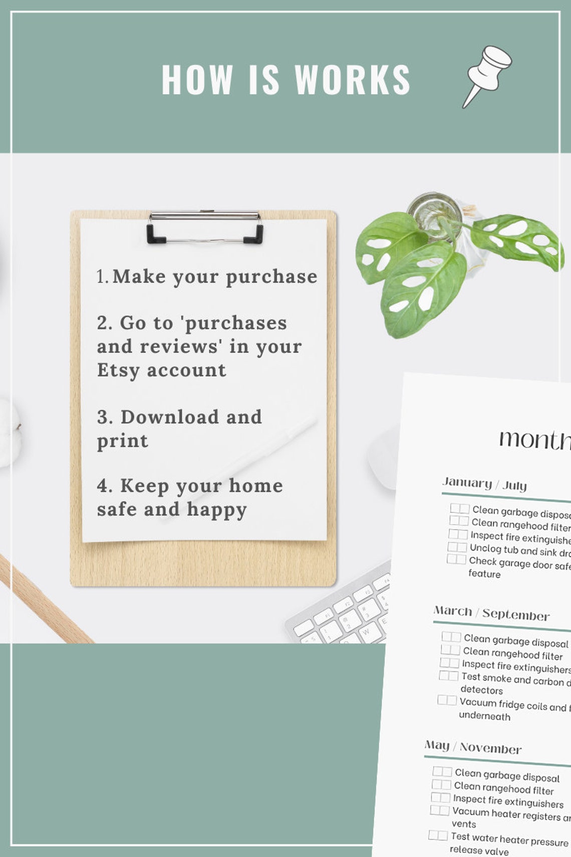 Monthly Home Maintenance Checklist Printable | House Maintenance ...