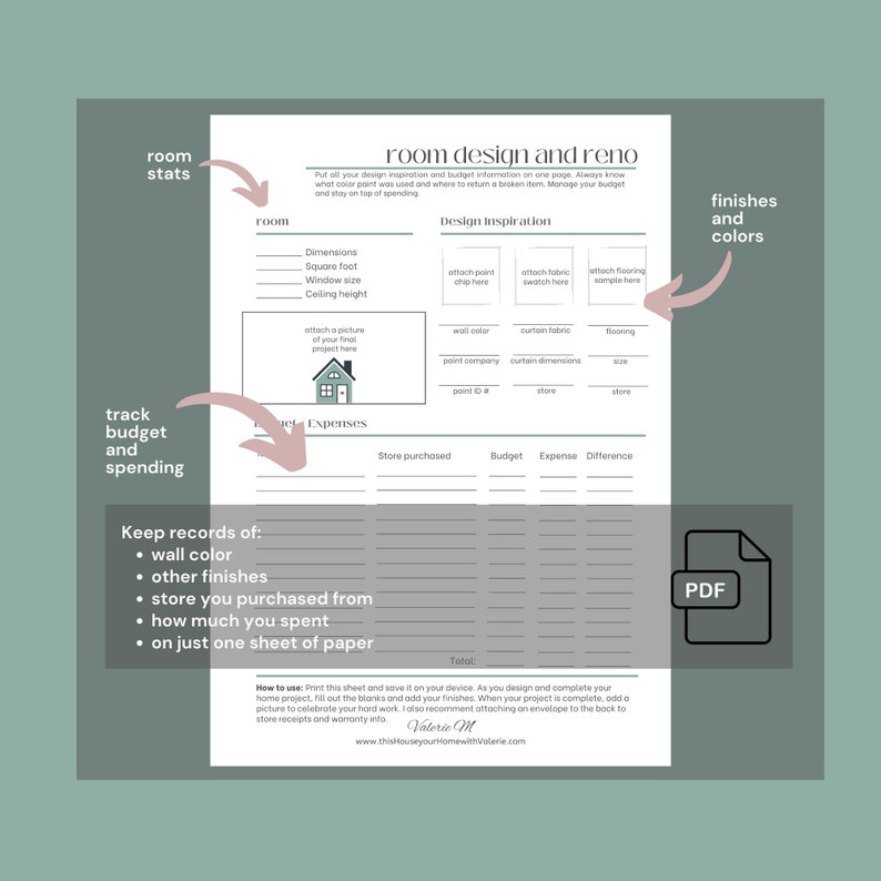 Room Design Planner | Planning Printable | Home Improvement Planner ...
