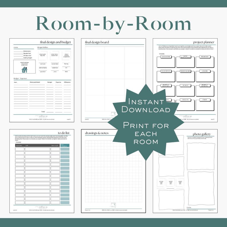 Room Design Planner Printable - Step-by-step Interior Design Tracker ...
