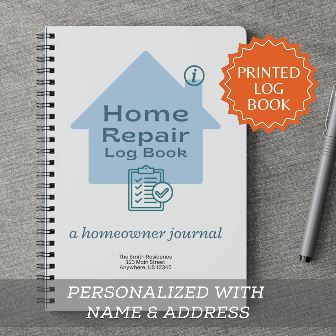 Home Repair Log Book Printed Homeowner Journal Custom Name Spiral ...