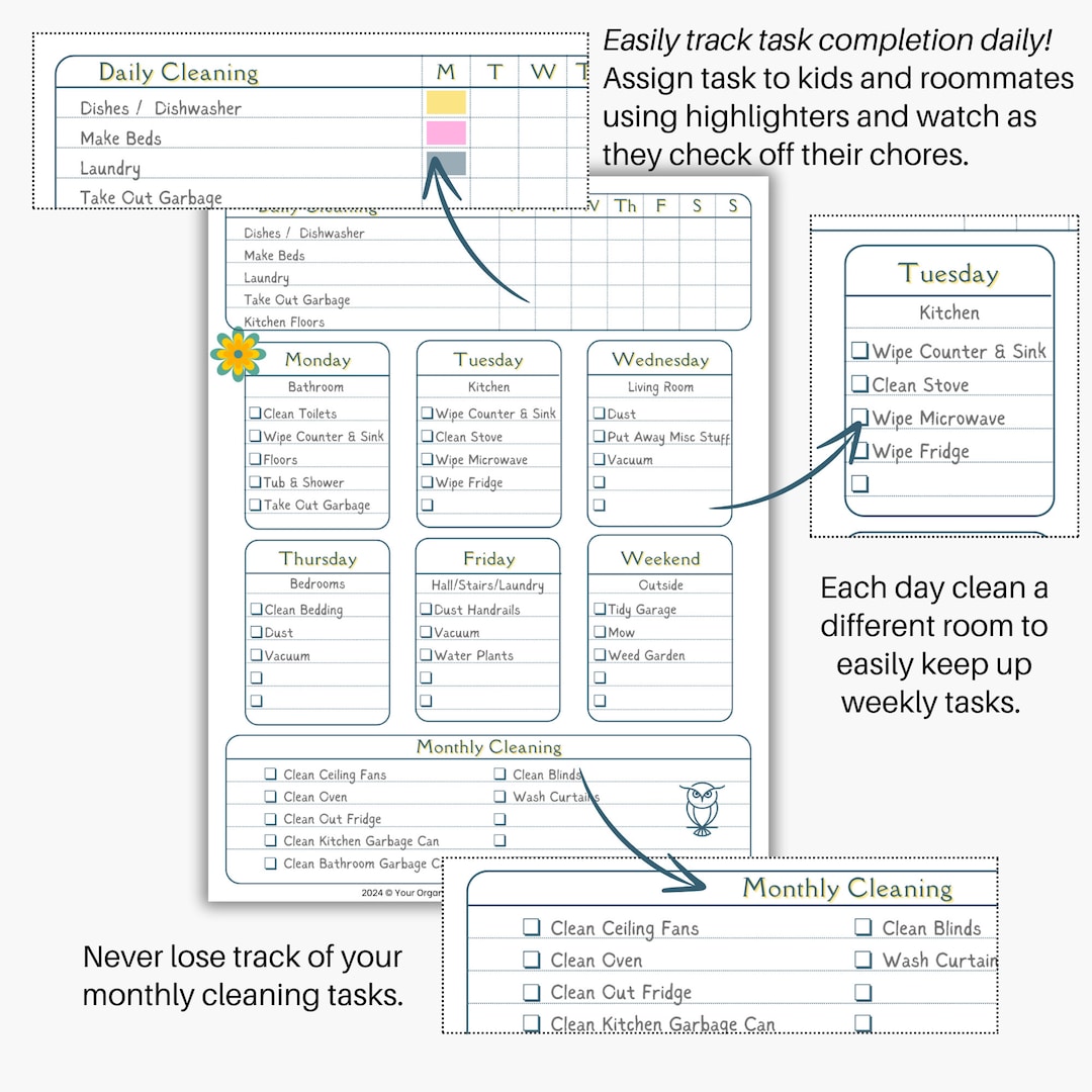 Home Cleaning Schedule Printable Simple House Routine for Busy Moms ...
