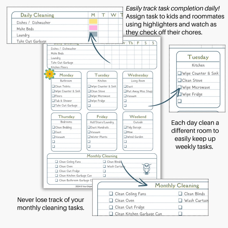 Home Cleaning Schedule Printable Simple House Routine for Busy Moms ...