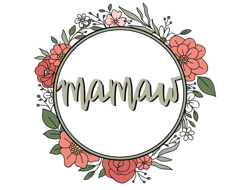 Mamaw Floral PNG - Etsy