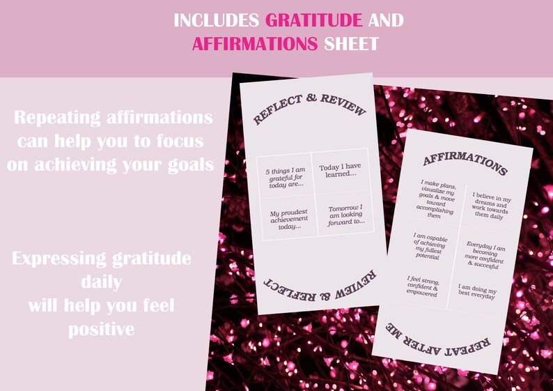 Goal Planner | Printable and Digital PDF | Affirmations Sheet ...