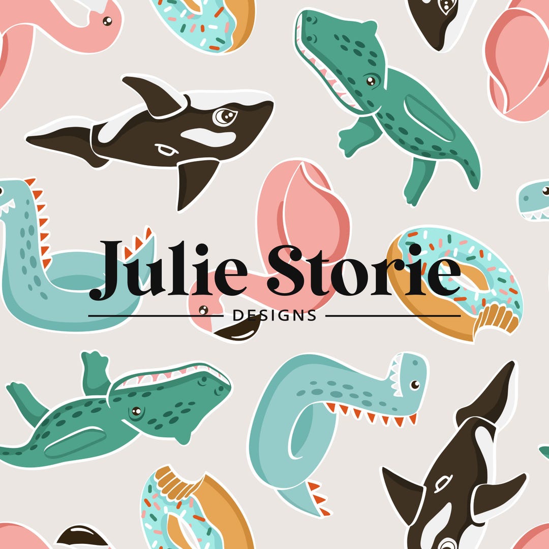 Muted Pool Floaty Seamless Pattern, Summer Floaty Seamless Design ...