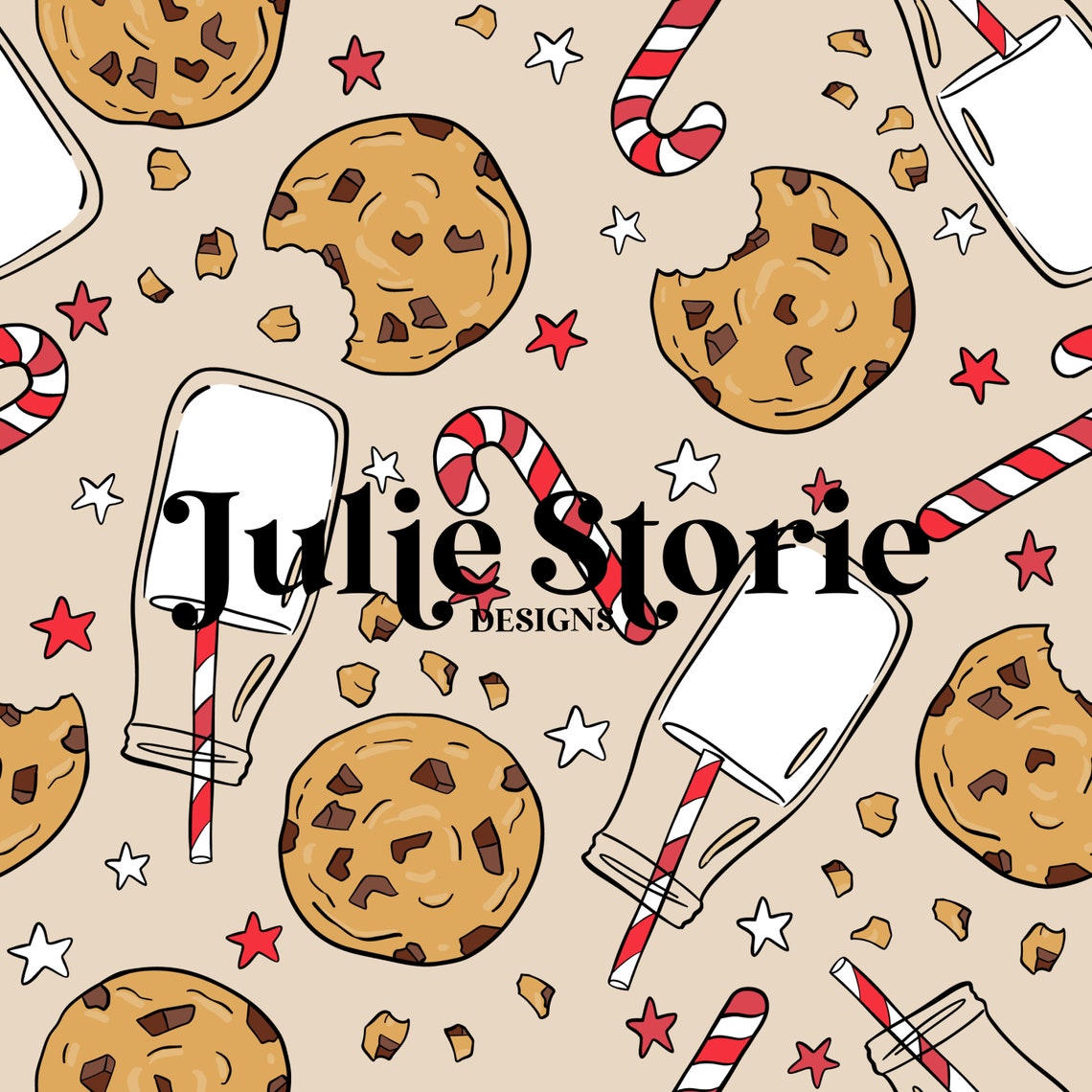 Cookies and Milk Christmas Seamless Repeat Pattern - Etsy