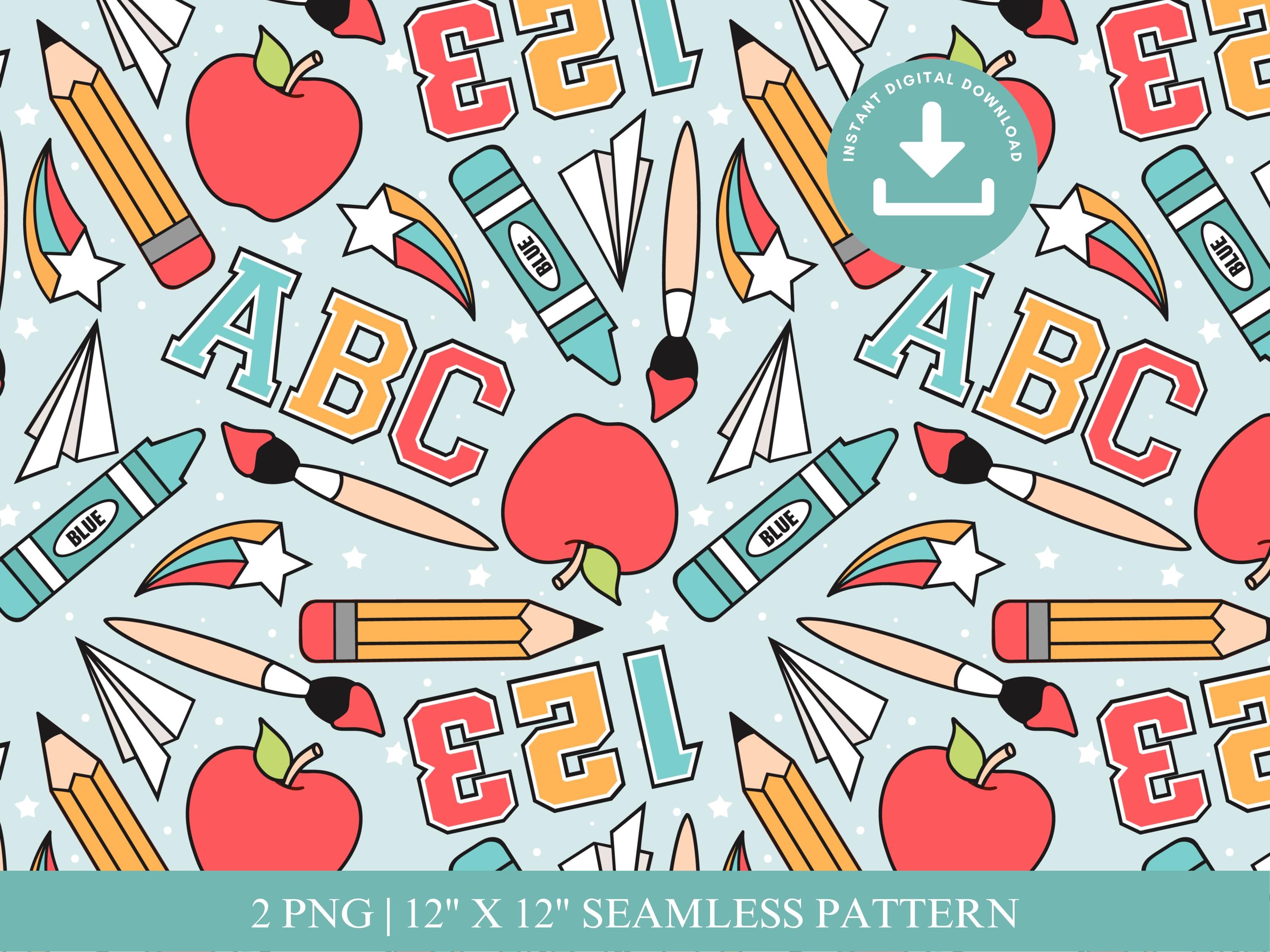Back to School Seamless Pattern, School Seamless Design, School Digital ...