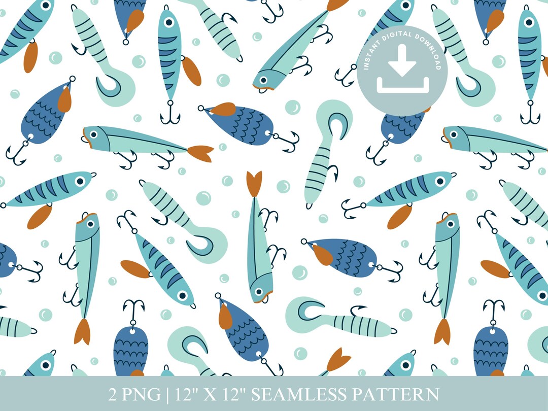 Fishing Pattern, Summer Fishing Seamless Repeat Pattern, Fishing ...