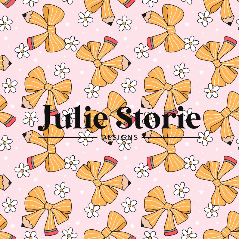 Back to School Bows Seamless Pattern, Cute Pencil Seamless Pattern ...