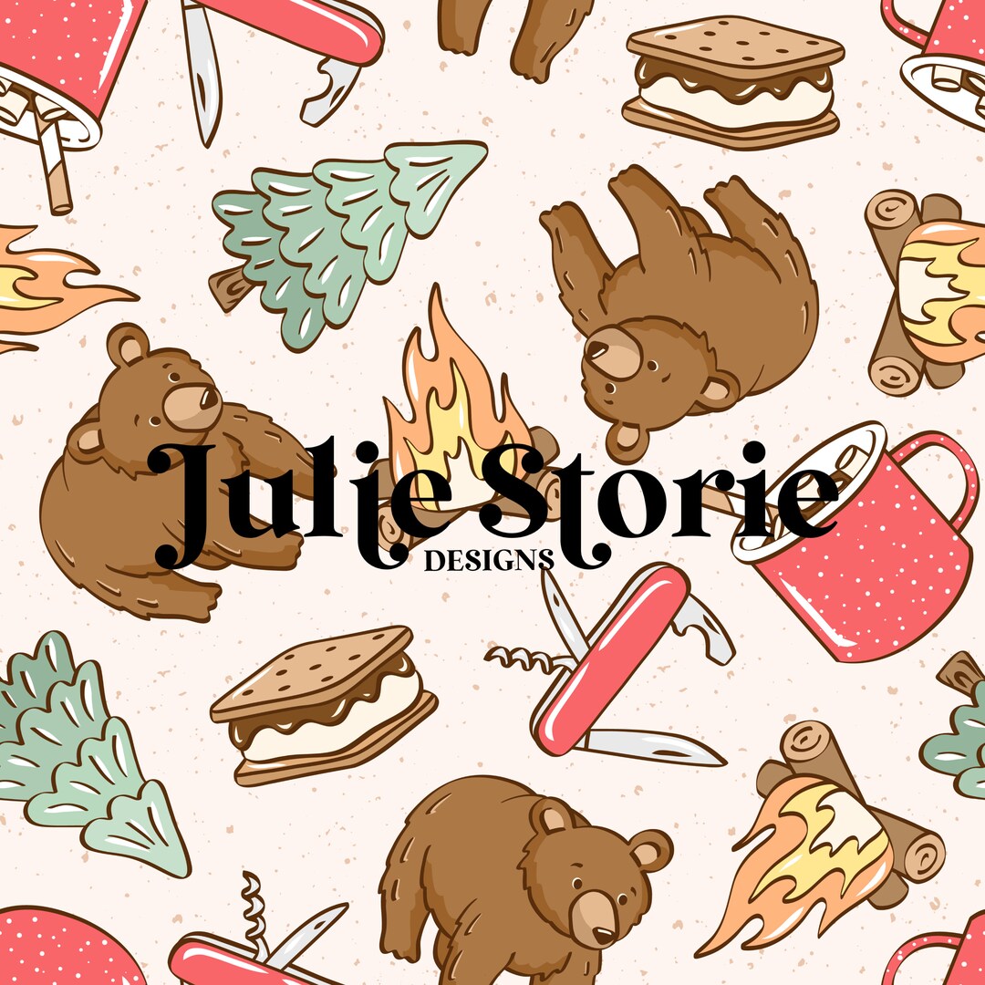 Camping Bear Seamless Pattern for Fabric Sublimation - Etsy