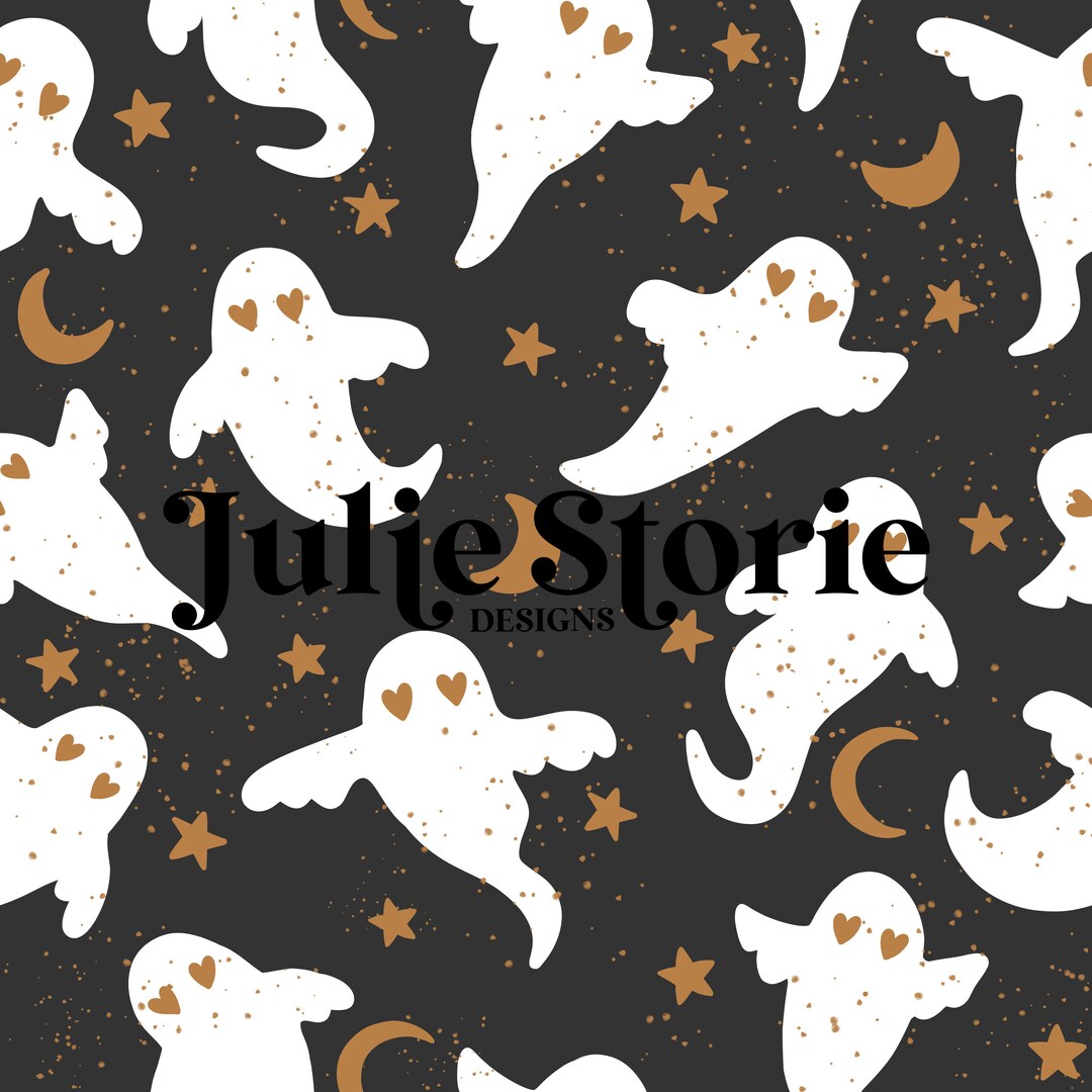 Black Heart Eye Ghosts Seamless Repeat Pattern - Etsy