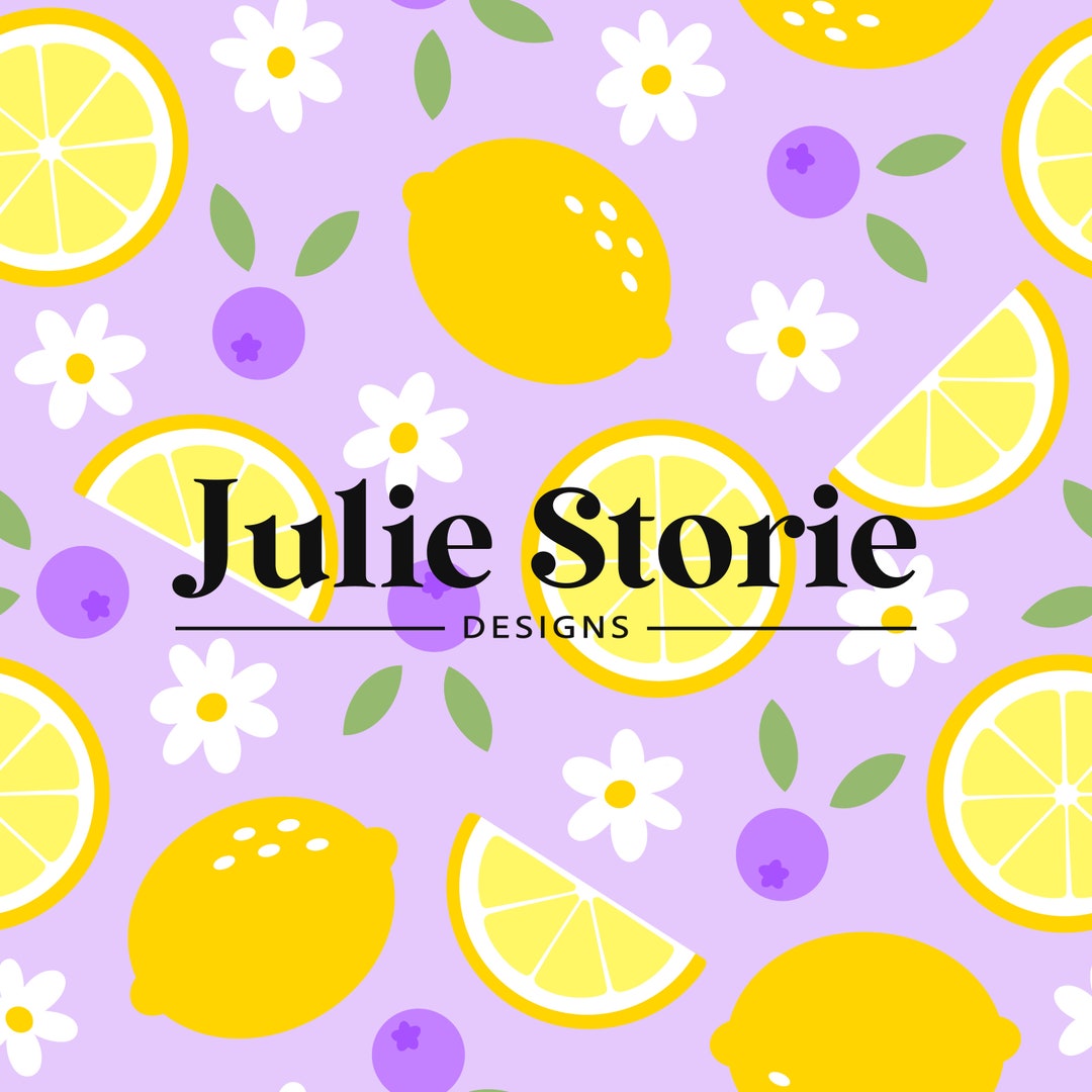 Purple Lemons and Daisies Seamless Pattern, Lilac and Lemons Seamless ...