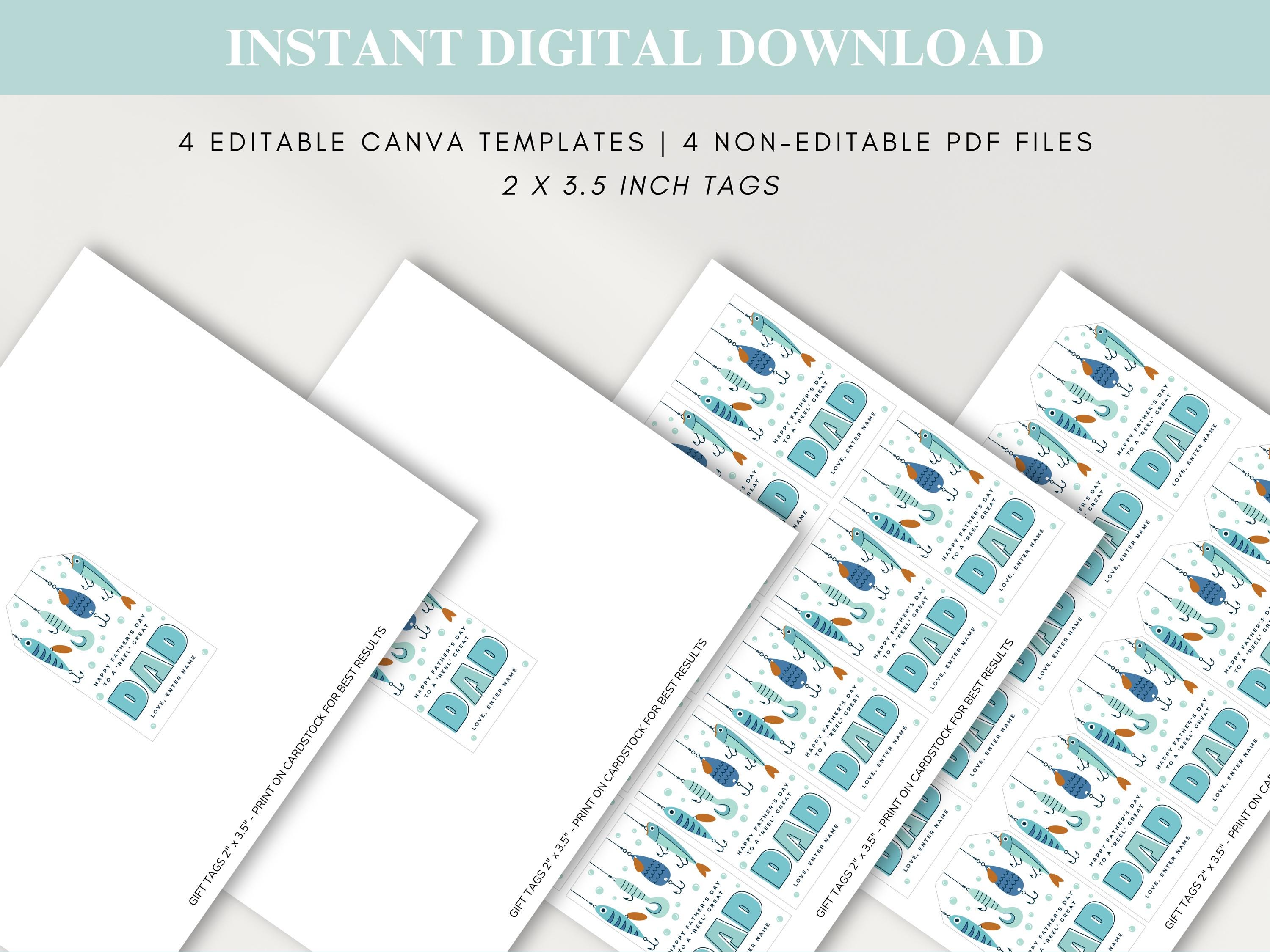 Editable Fathers Day Tag, Reel Great Dad Digital Tag, Fishing Fathers ...
