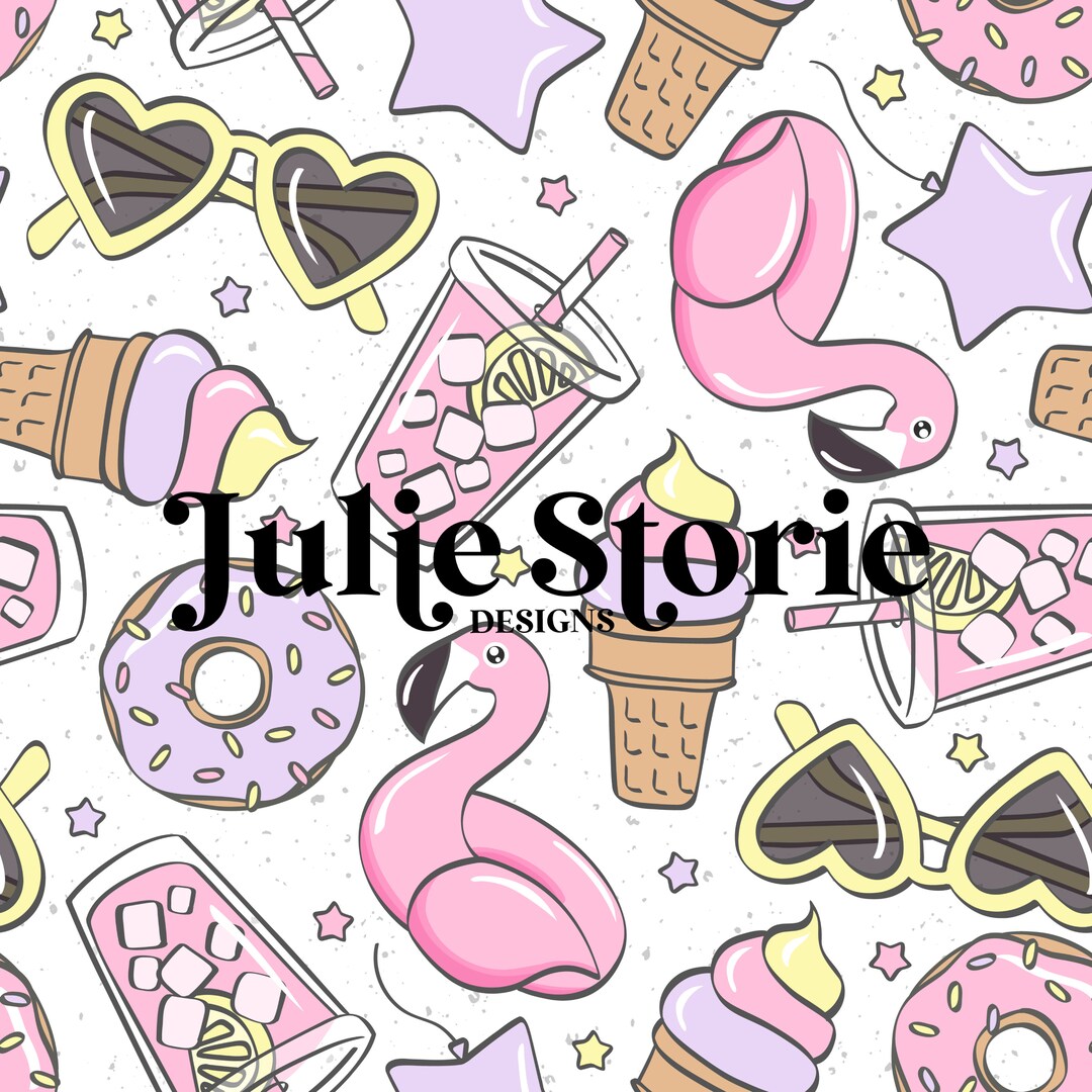 Summer Pink Lemonade Pool Day Seamless Repeat Pattern for Fabric ...