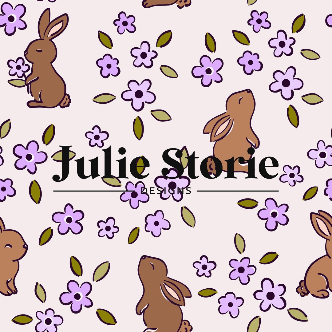 Easter Bunny and Floral Seamless Pattern, Cute Easter Bunny Seamless ...