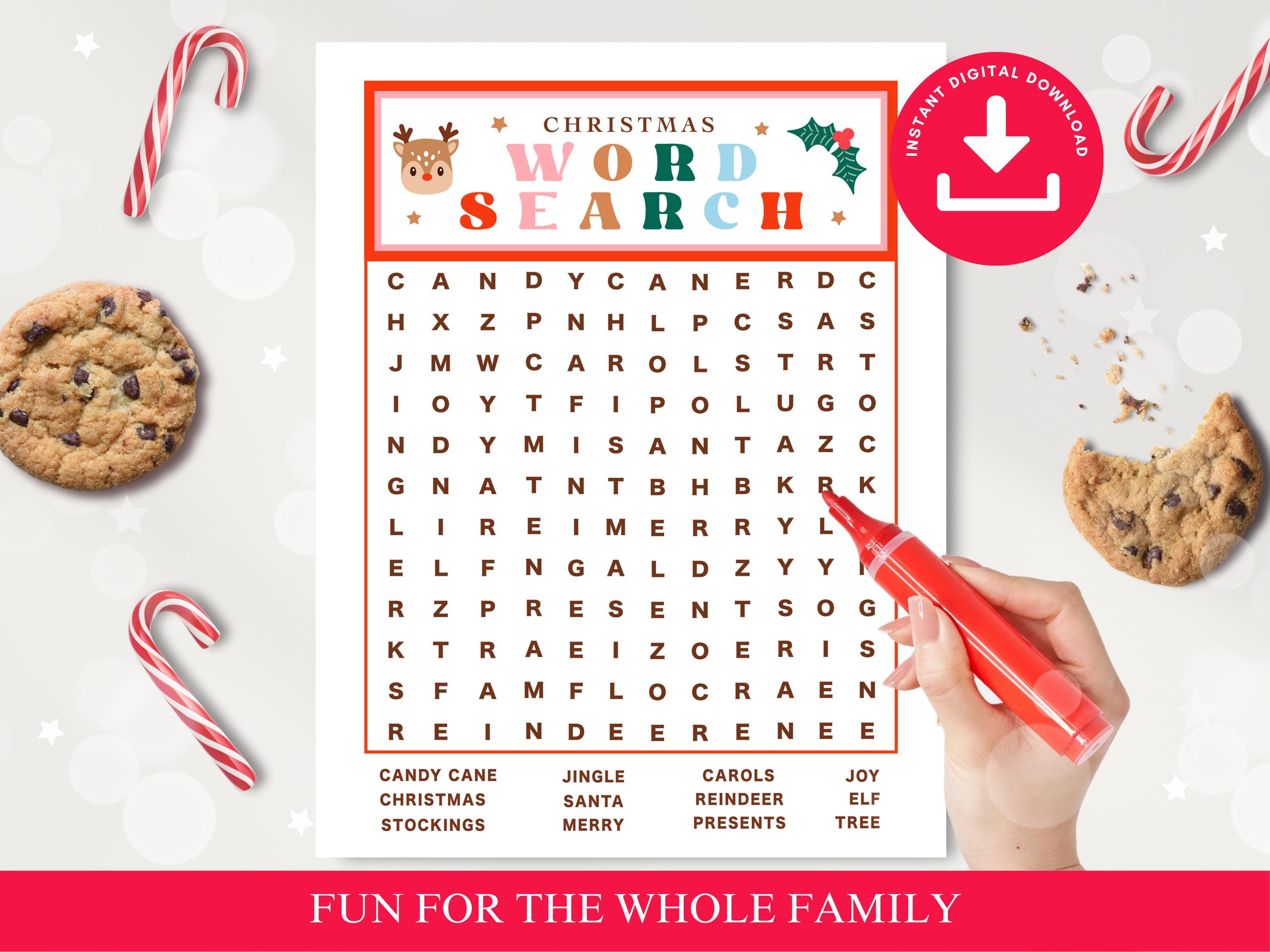 Printable Christmas Word Search Game for Kids, Digital Classroom ...