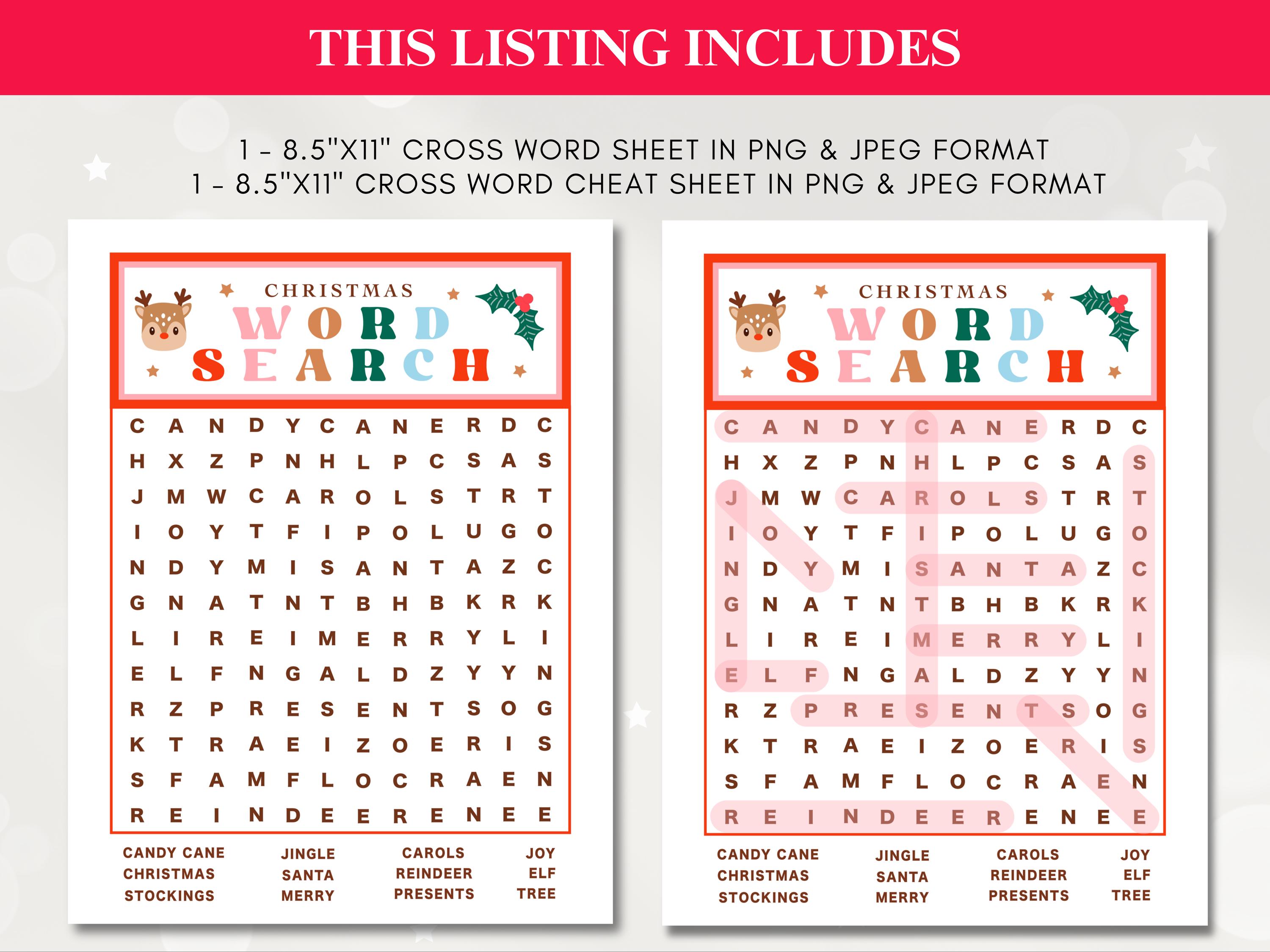 Printable Christmas Word Search Game for Kids, Digital Classroom ...