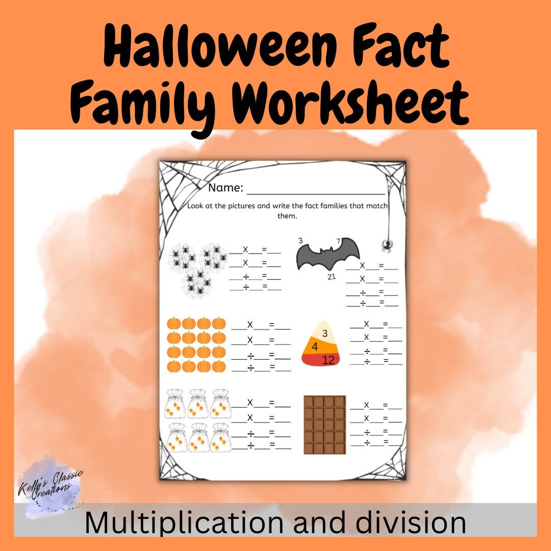 Halloween Spooky Fact Family Worksheet Multiplication Division Third ...