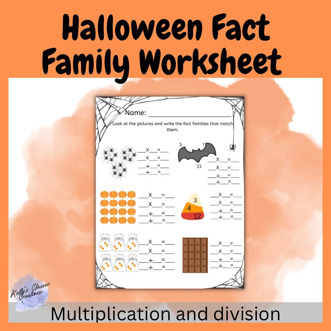 Halloween Spooky Fact Family Worksheet Multiplication Division Third ...