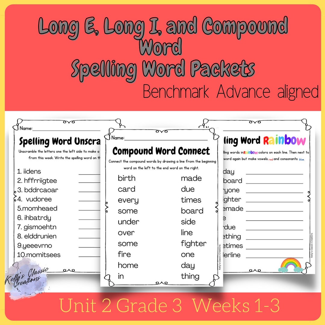 Benchmark Advance Aligned Long E Spelling Word Packet Third Grade Unit ...