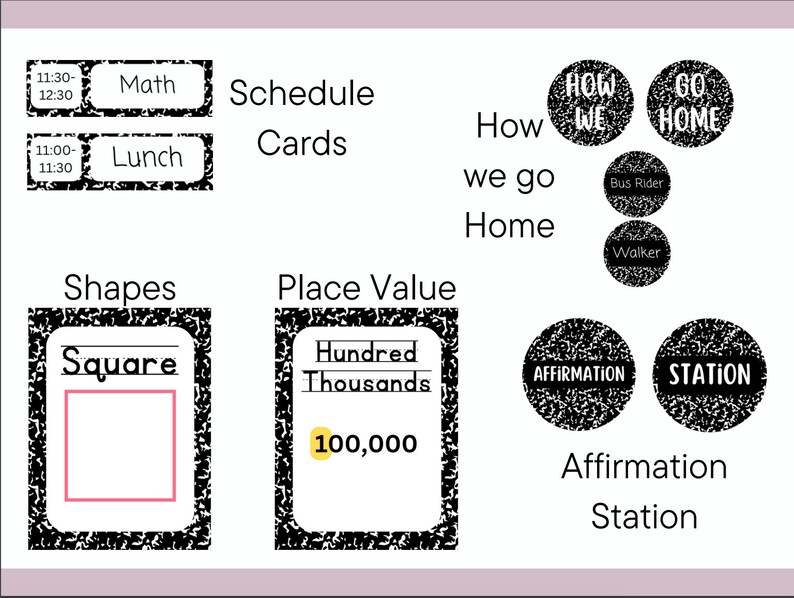 Classroom Decor Bundle Composition Book Cute Black and White Theme ...