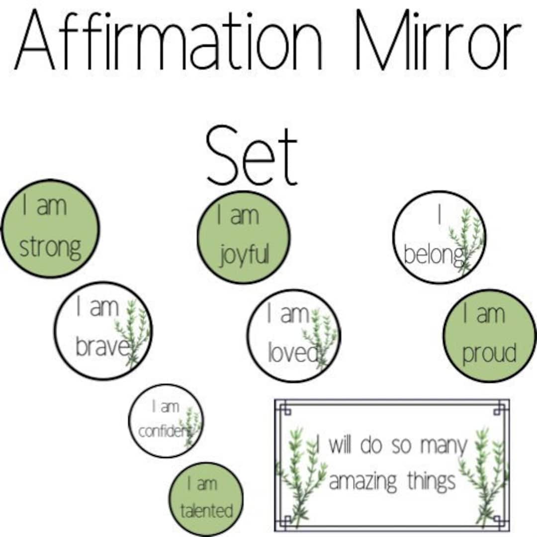 Modern Botanical Leafy Succulent Classroom Affirmation Mirror Set - Etsy