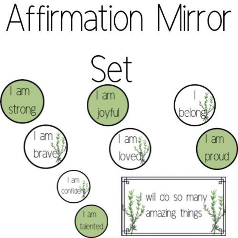 Modern Botanical Leafy Succulent Classroom Affirmation Mirror Set - Etsy