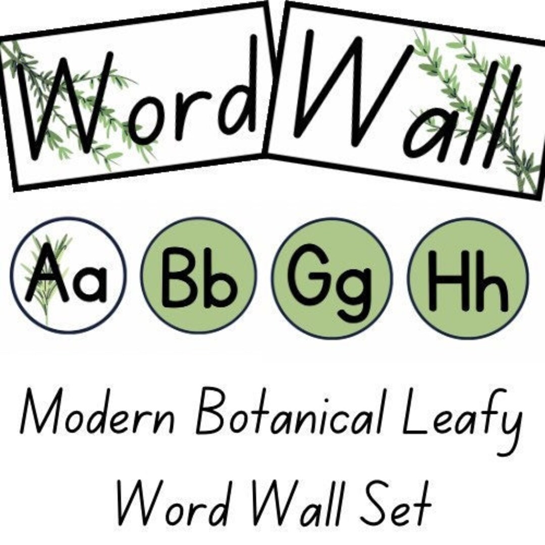 Modern Botanical Leafy Succulent Classroom Word Wall Poster Set - Etsy