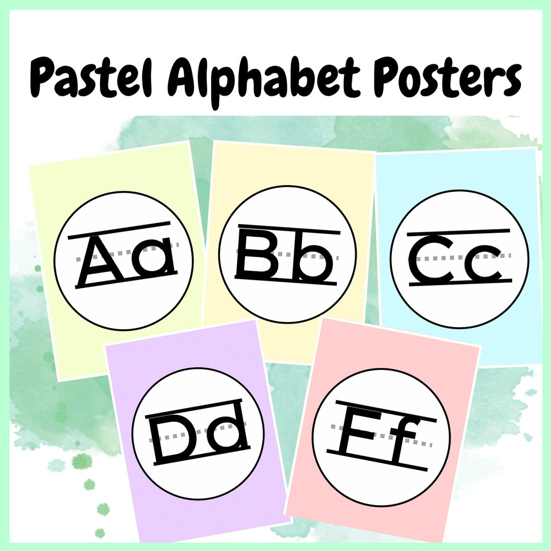 Pastel Classroom Alphabet Posters | Elementary Grades Primary Rainbow ...