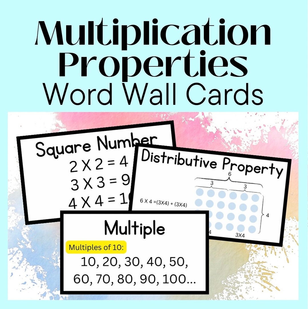 Vocabulary Word Wall Cards: Multiplication Properties Edition Second ...
