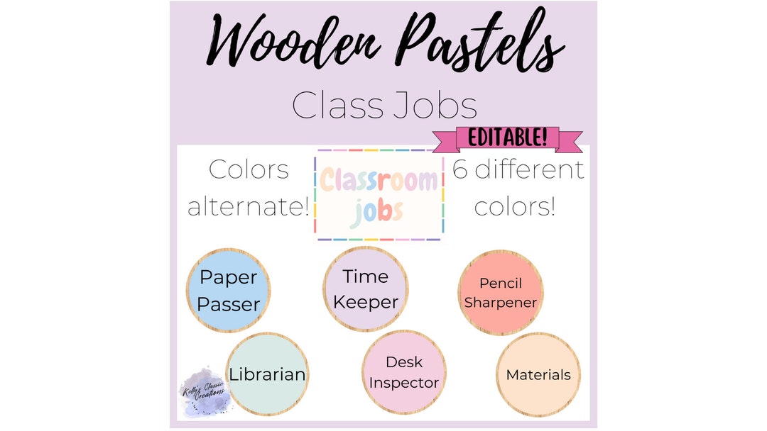 EDITABLE Boho Modern Wooden Pastel Classroom Jobs Cards Labels ...