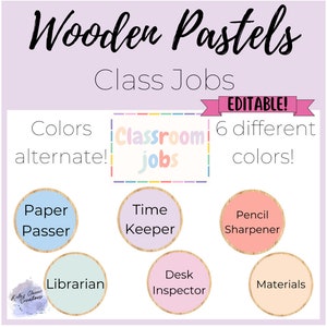 EDITABLE Boho Modern Wooden Pastel Classroom Jobs Cards Labels ...