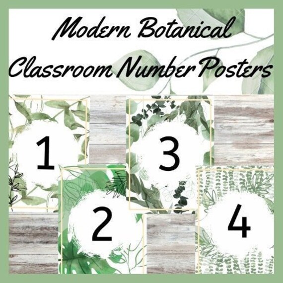 Modern Botanical Leaf Succulent Classroom Number Posters - Etsy